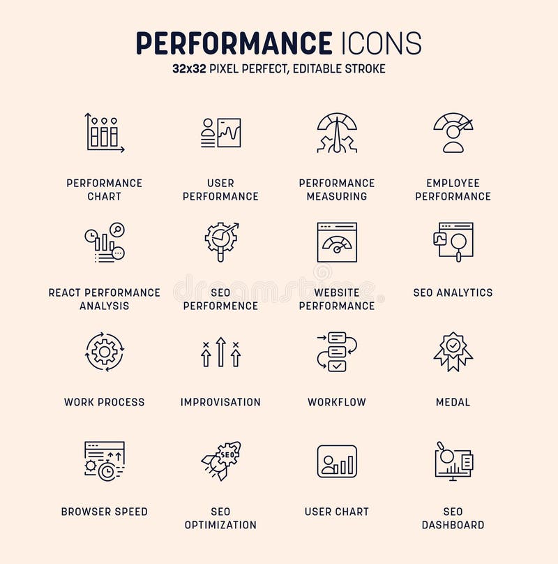 Performance Icons. Set of Business People Performance Icon Set Stock ...