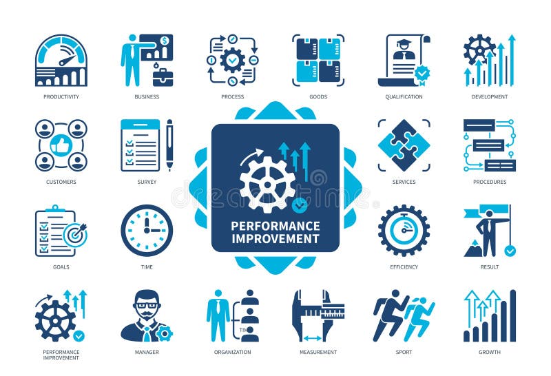 Performance Improvement Solid Icon Set Stock Illustration ...