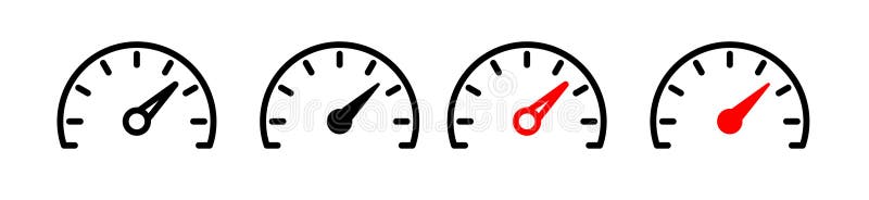 Performance Indicator Icon Set. Fast Speedometer Vector Symbol in Black ...