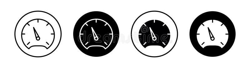 Performance Indicator Icon Set. Fast Speedometer Vector Symbol in Black ...