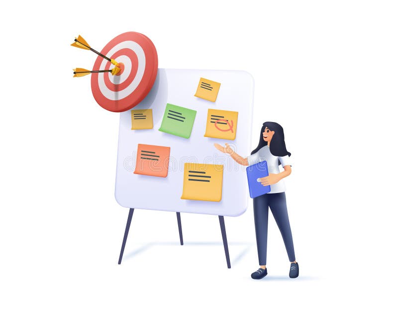 Performance Management Concept 3D Illustration. Character Managing Work ...