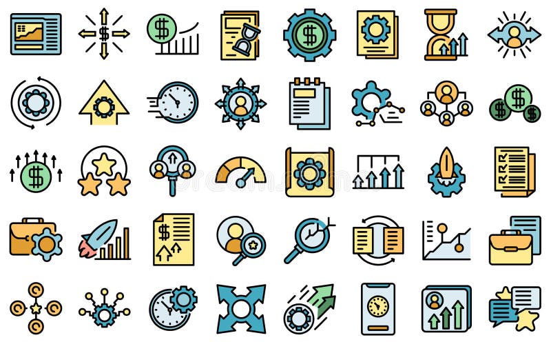 Performance Management Icons Set Line Color Vector Stock Illustration ...