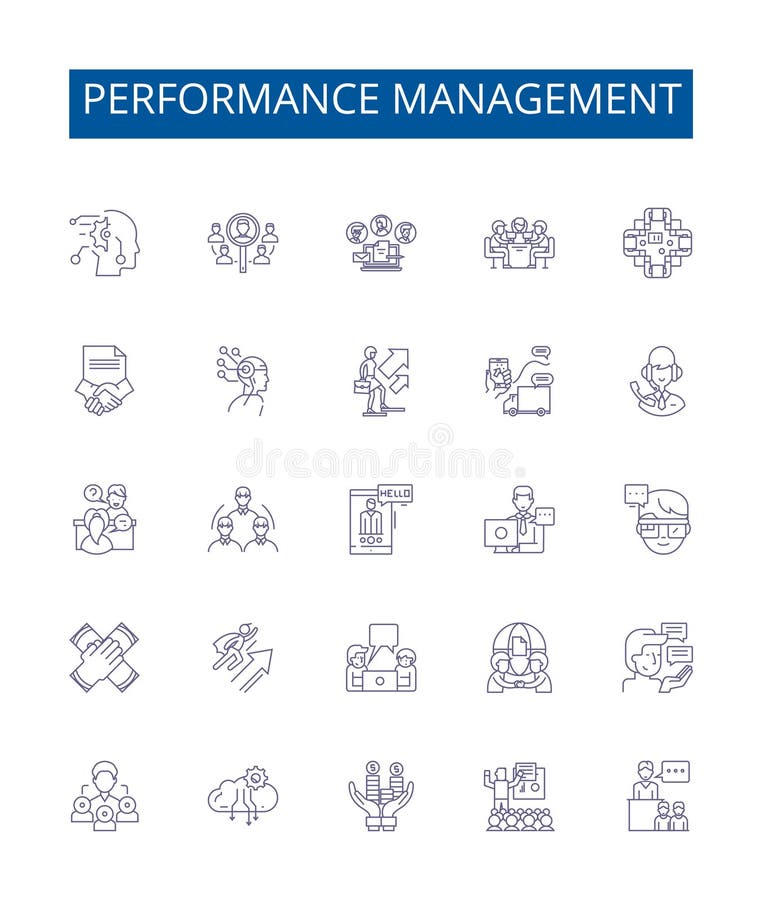 Performance Management Line Icons Signs Set. Design Collection of ...