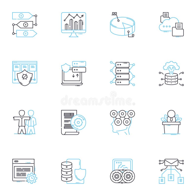 Performance Metrics Linear Icons Set Efficiency Effectiveness