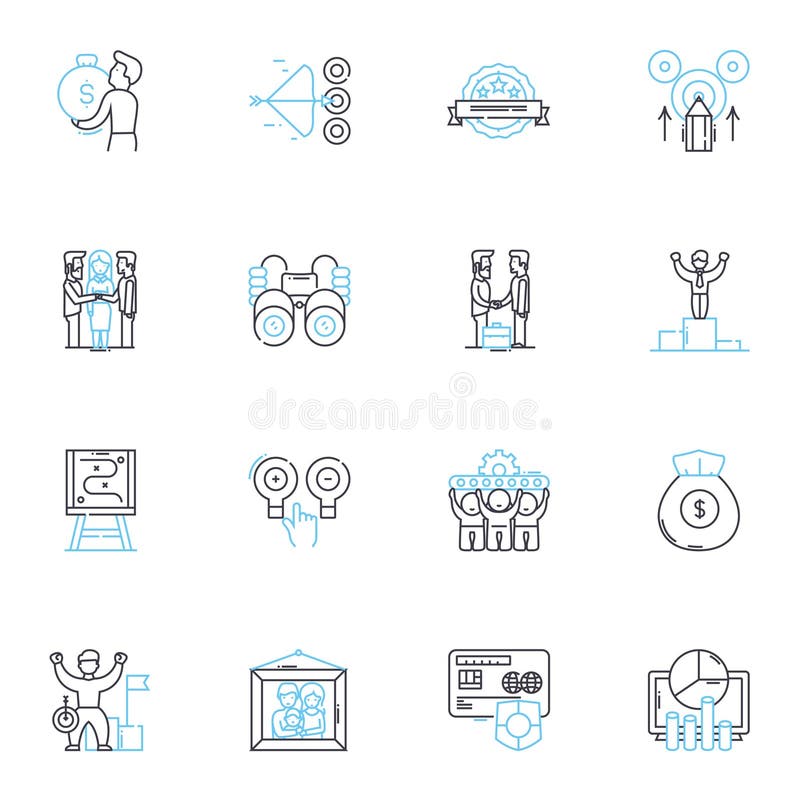 Performance Metrics Linear Icons Set Evaluation Analysis Assessment