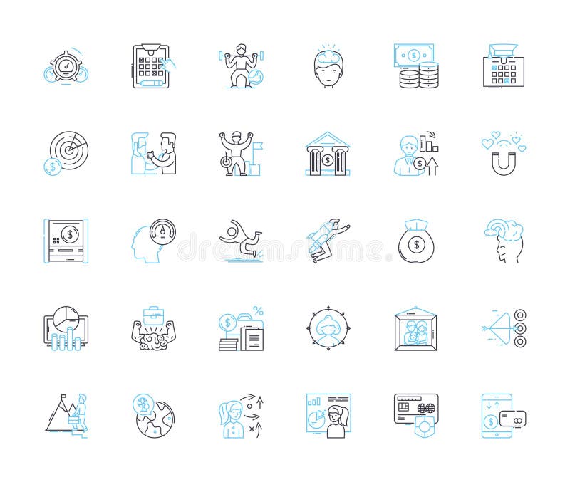 Performance Metrics Linear Icons Set Evaluation Analysis Assessment