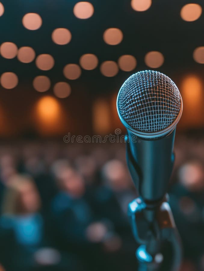 Performance Microphone on Stage Stock Image - Image of microphone ...