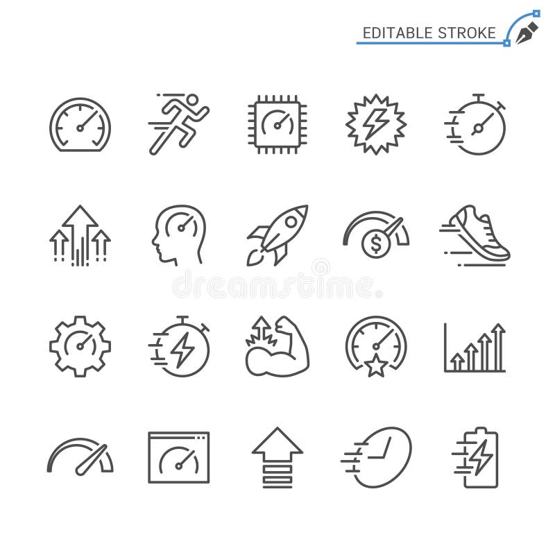 Performance Outline Icon Set Stock Vector - Illustration of editable ...