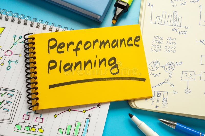 Performance Planning Concept. Open Notebooks with Notes. Stock Photo ...