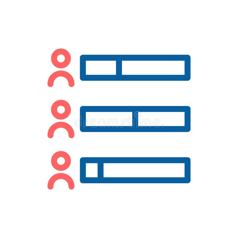 Performance Ranking Vector Icon: Characters with Comparative Bars, Thin ...