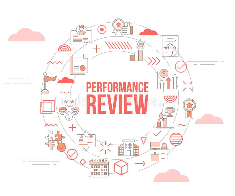 Performance Review Concept with Icon Set Template Banner and Circle ...