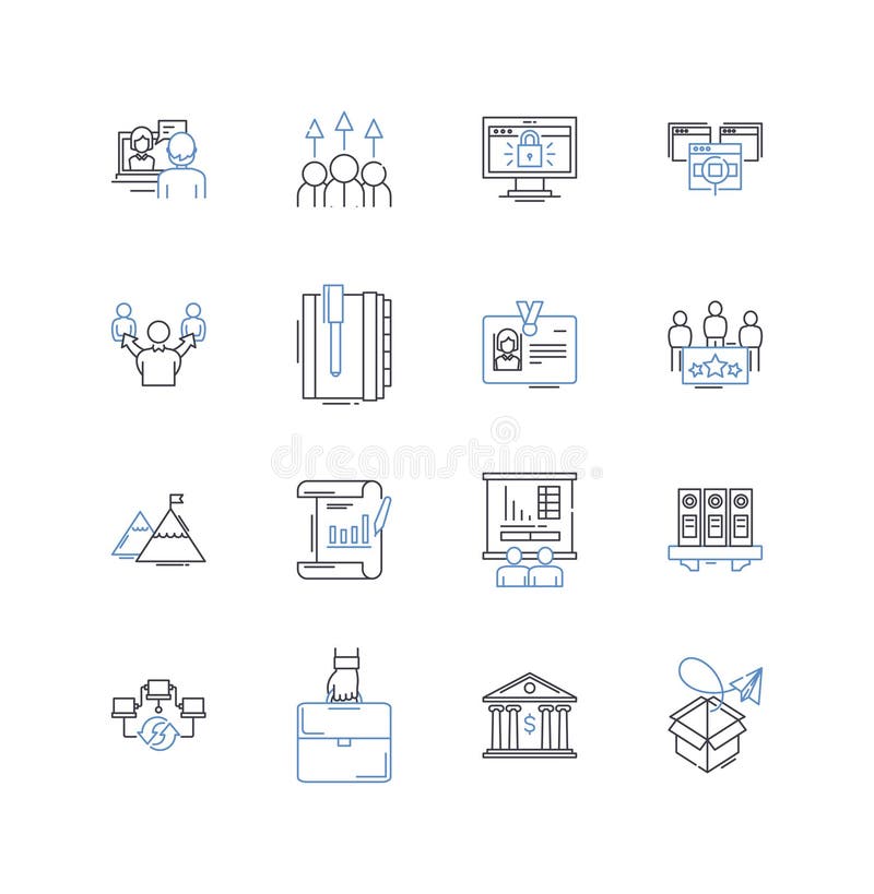 Performance Review Line Icons Collection Evaluation Feedback