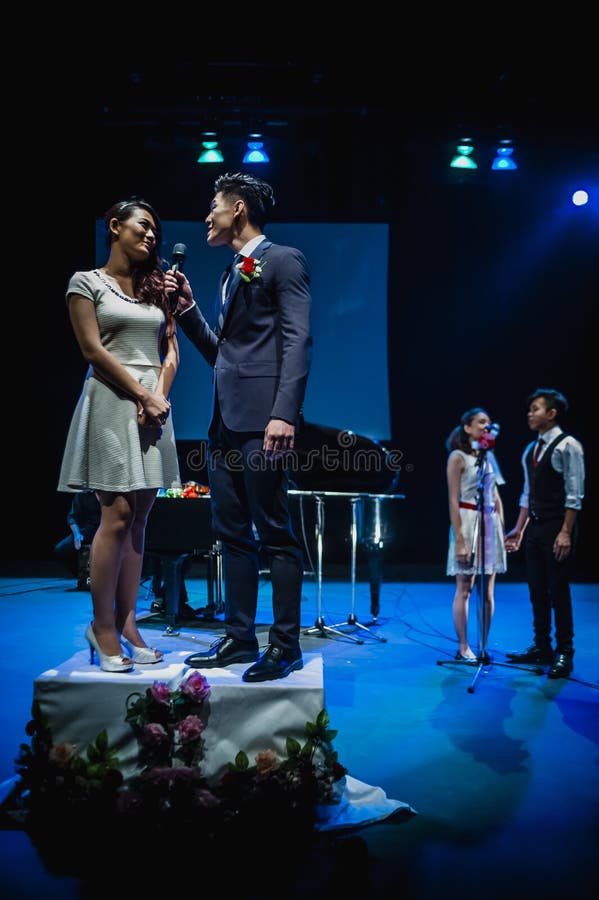 Performance on Stage in Dark Studio Editorial Stock Photo - Image of ...