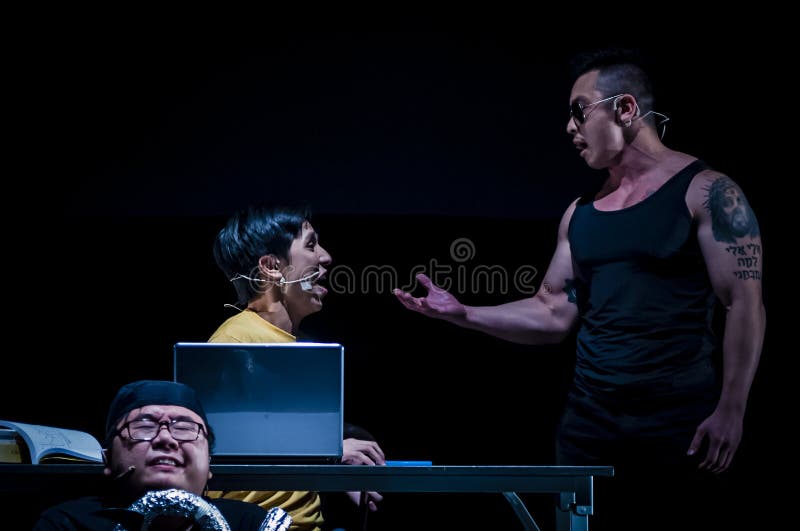 Performance on Stage in Dark Studio Editorial Stock Photo - Image of ...