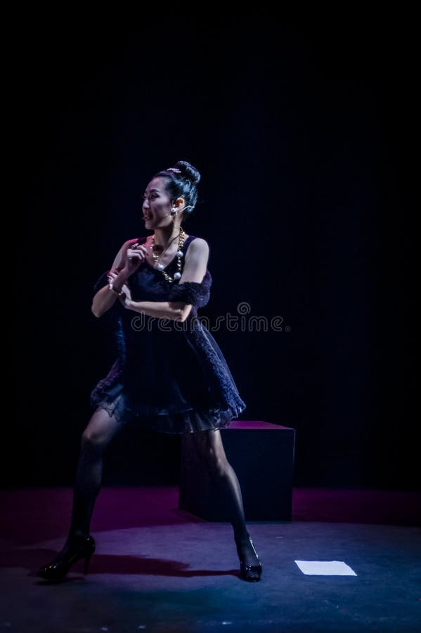 Performance on Stage in Dark Studio Editorial Stock Photo - Image of ...