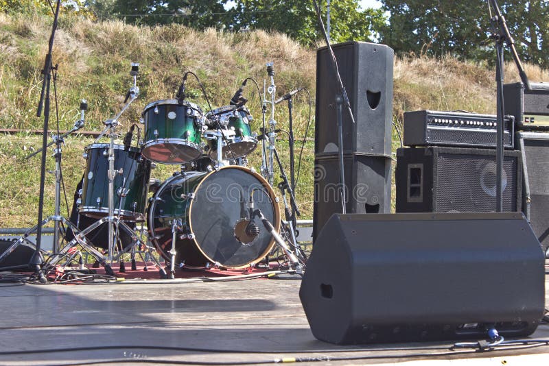 Performance Stage with Musical Instruments Stock Image - Image of rock ...