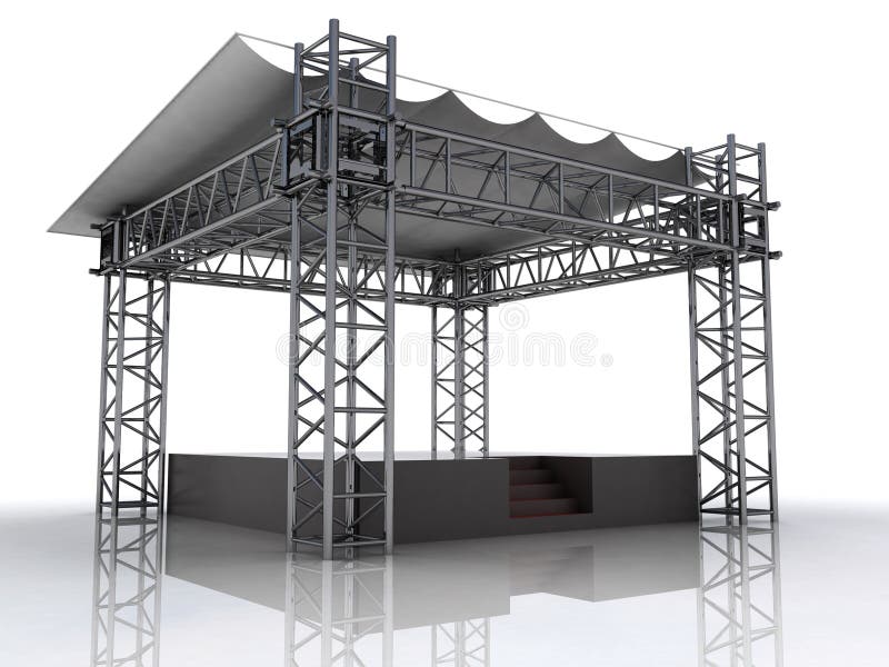 Performance Stage Podium with Plastic Roof Perspective Stock ...