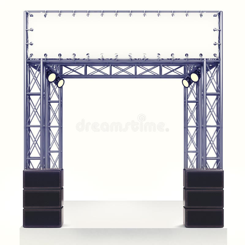 Concert Stage Steel Construction with Speakers on White Stock ...