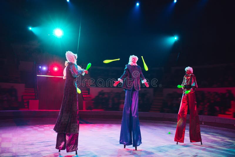 The Performance of Stilt-walkers in the Circus Stock Photo - Image of ...