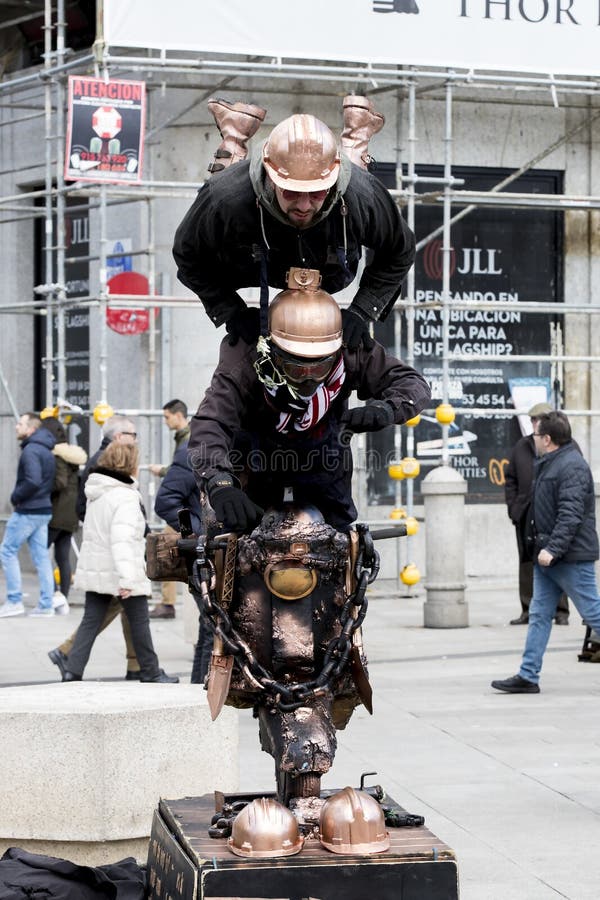 Performance of Street Performers on the Streets of Madrid in Spain ...