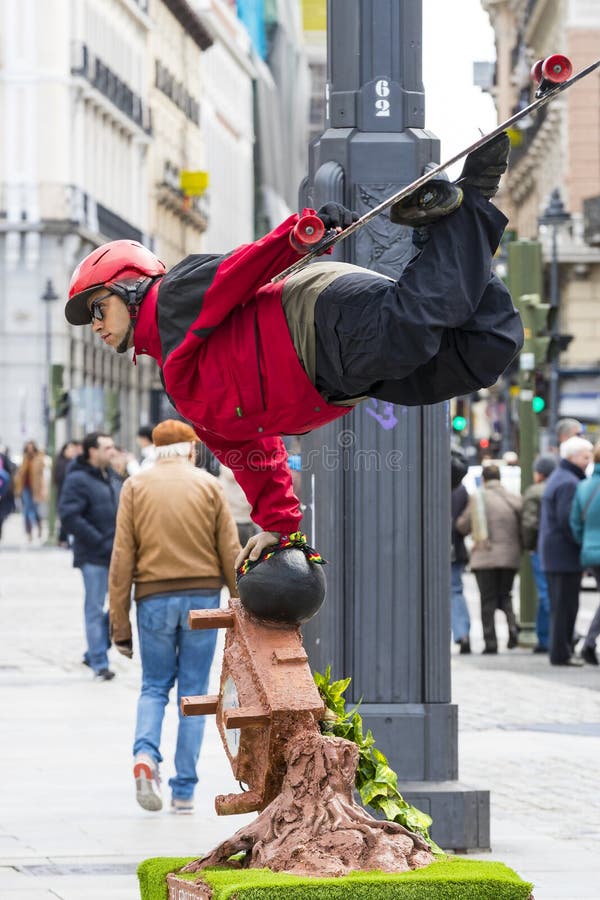 Performance of Street Performers on the Streets of Madrid in Spain ...