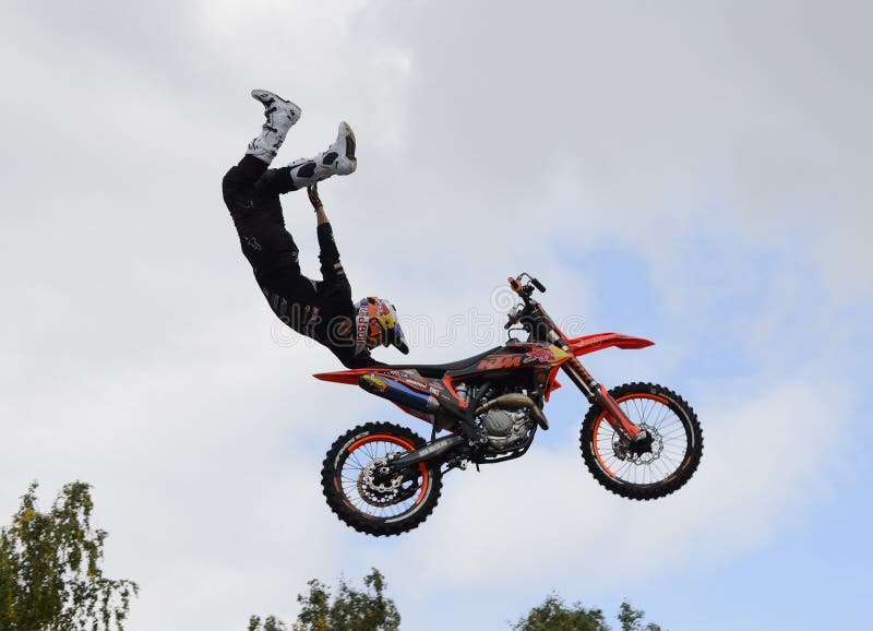 Performance of Stunt Motorcyclist on the Day of the City of Chelyabinsk ...