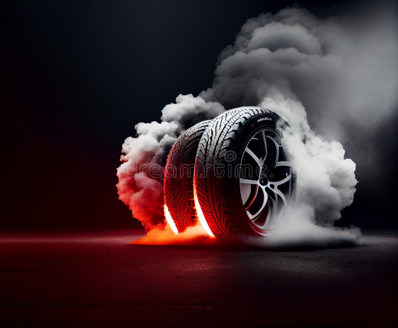 Performance Tires with Smoke Stock Illustration - Illustration of track ...