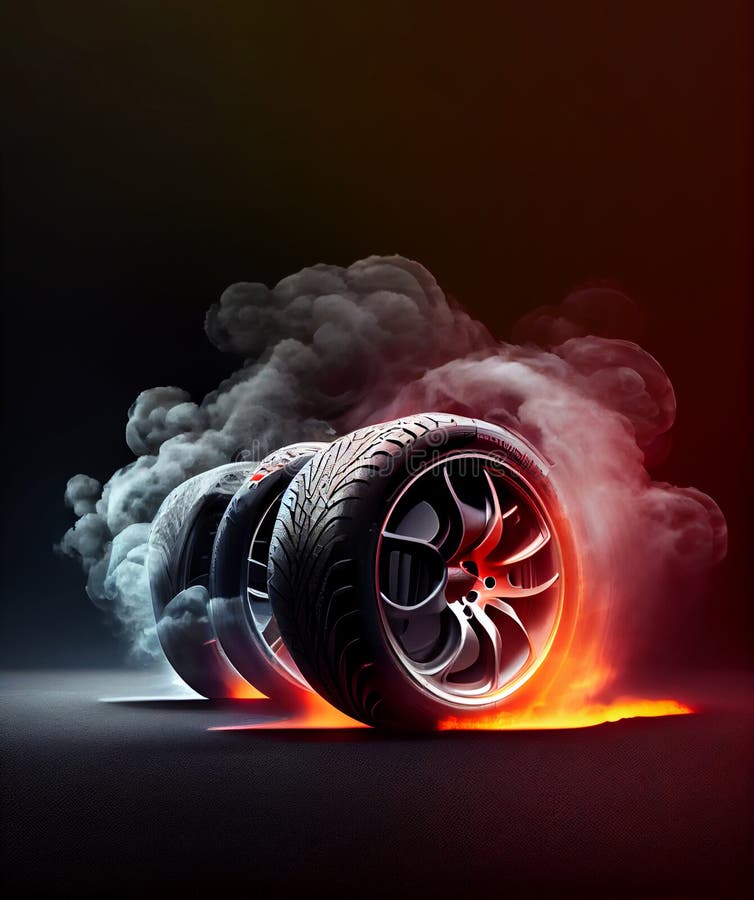 Performance Tires with Smoke Stock Illustration - Illustration of ...