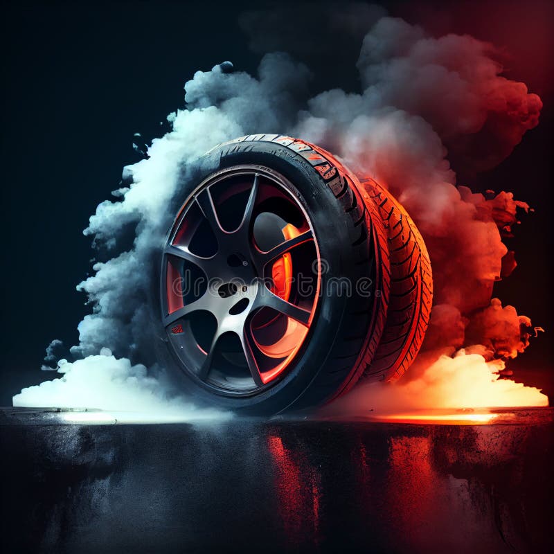 Performance Tires with Smoke Stock Illustration - Illustration of drive ...