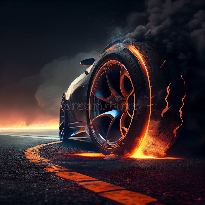 Performance Tires with Smoke Stock Illustration - Illustration of track ...