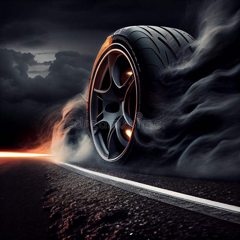 Performance Tires with Smoke Stock Illustration - Illustration of race ...