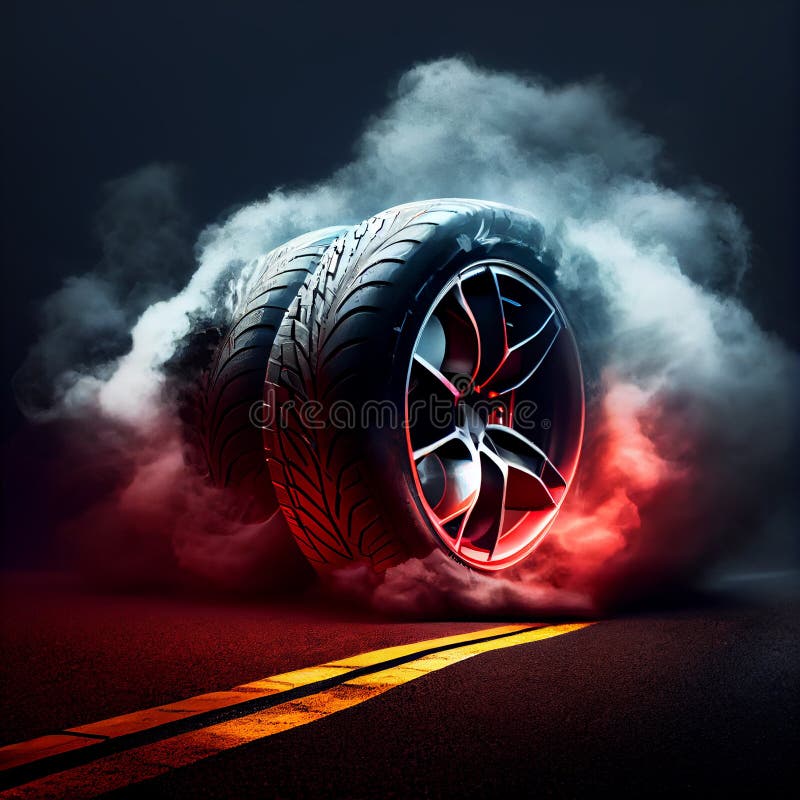 Performance Tires with Smoke Stock Illustration - Illustration of trace ...
