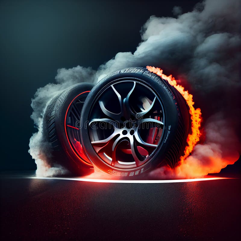 Performance Tires with Smoke Stock Illustration - Illustration of fast ...