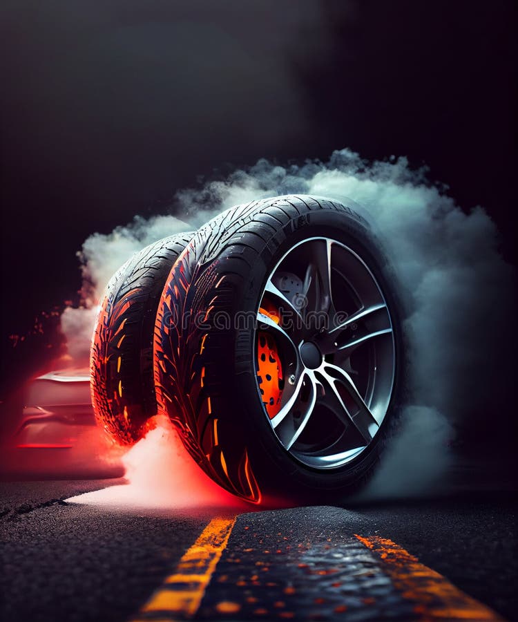 Performance Tires with Smoke Stock Illustration - Illustration of ...
