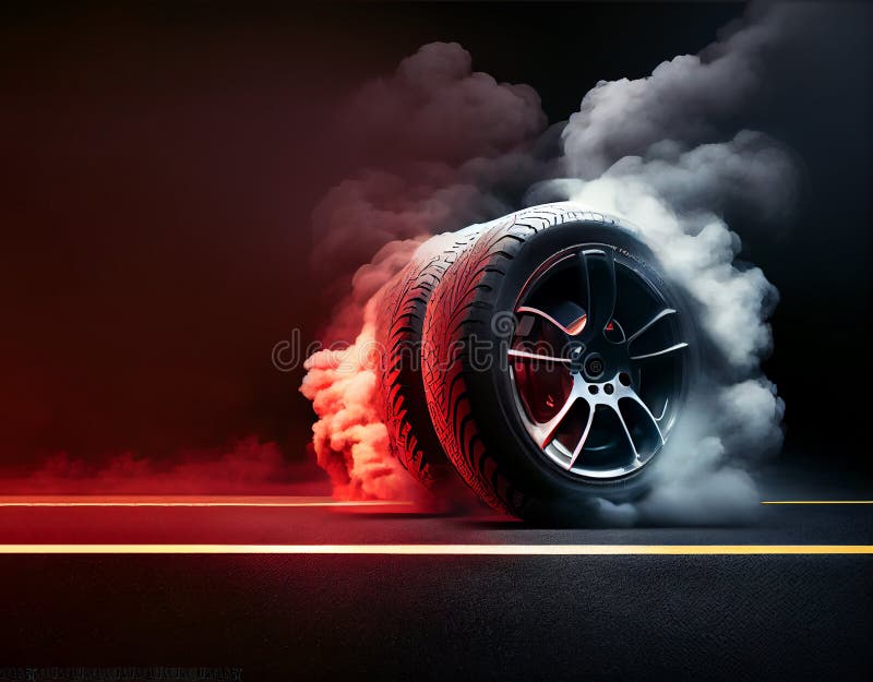 Performance Tires with Smoke Stock Illustration - Illustration of ...