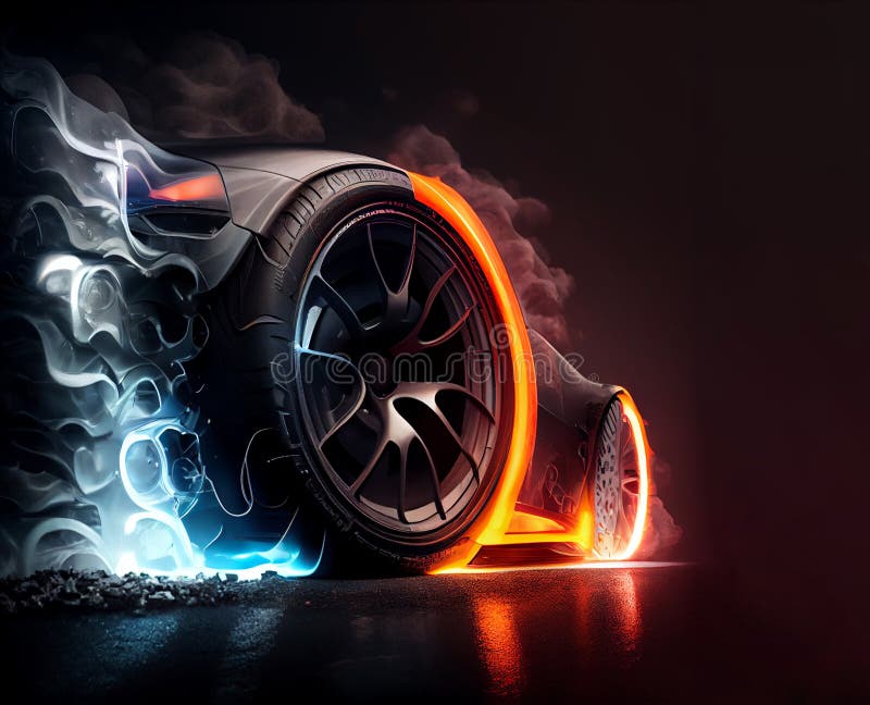 Performance Tires with Smoke Stock Illustration - Illustration of track ...