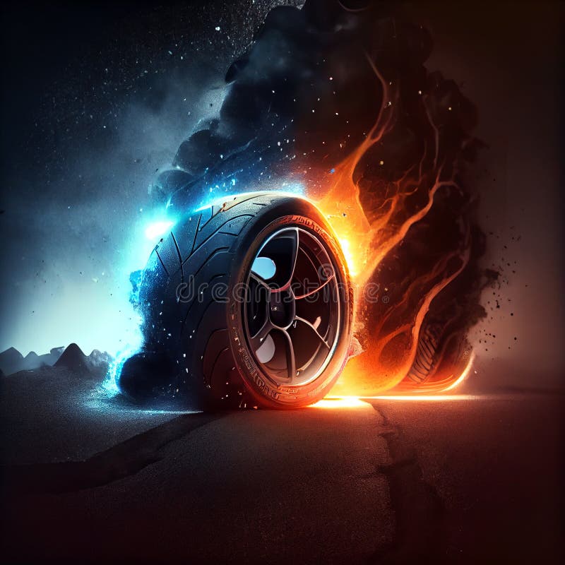Performance Tires with Smoke Stock Illustration - Illustration of wheel ...