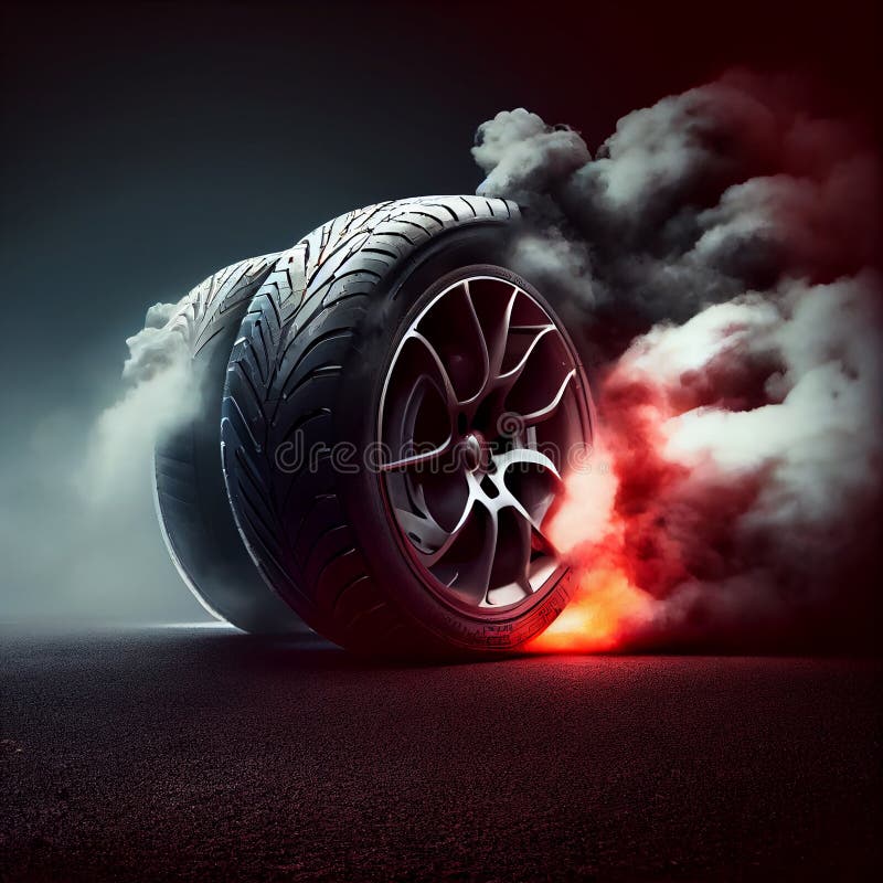 Performance Tires with Smoke Stock Illustration - Illustration of black ...