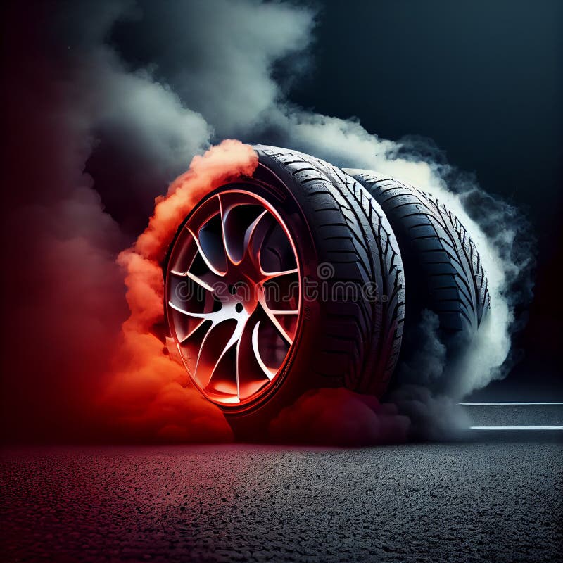 Performance Tires with Smoke Stock Illustration - Illustration of ...