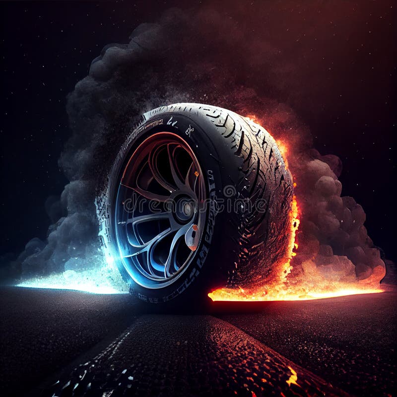 Performance Tires with Smoke Stock Illustration - Illustration of auto ...