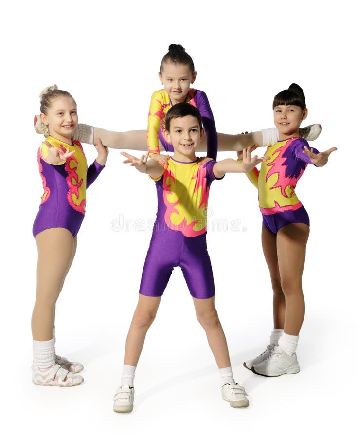 The Group of Teen Girls Posing at White Studio Stock Photo - Image of ...