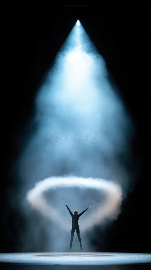 Performer in Dramatic Spotlight Creates Captivating Scene with Smoke ...