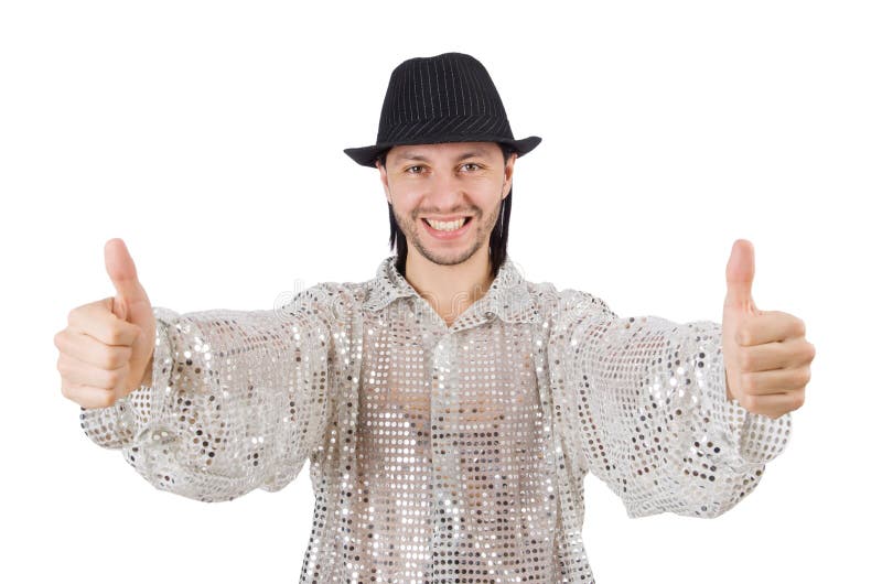 Performer in Shiny Costume Isolated on White Stock Photo - Image of ...