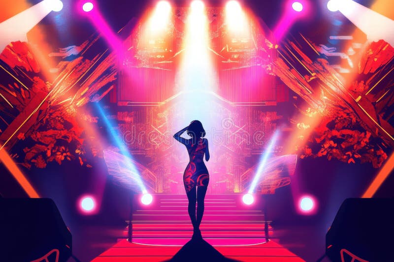 Vibrant Performance Stage with Artistic Lighting Showcasing a Performer ...