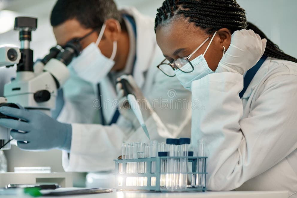 Performing Accurate Tests. a Young Scientist Working with Samples ...