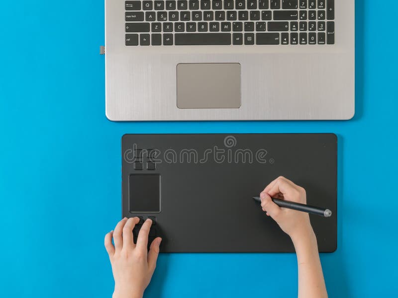 Performing Design Work on a Graphics Tablet. Stock Image - Image of ...