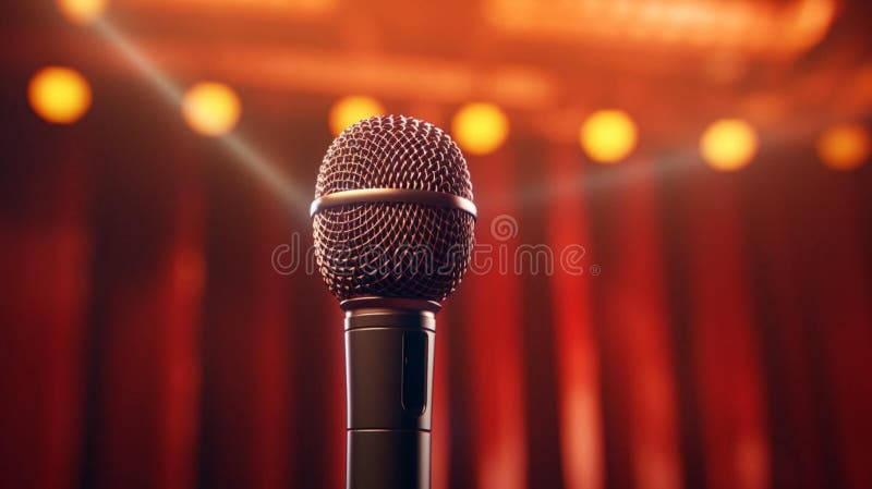 Performing Microphone Looking Out from Stage Stock Illustration ...