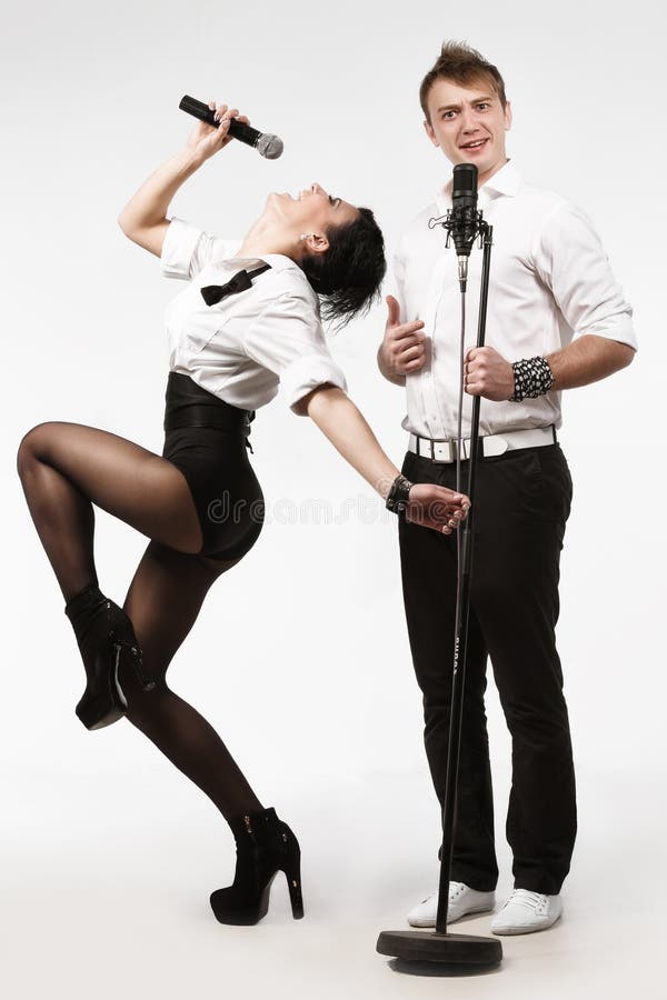 Performs Duet Singing Microphone Stock Photo - Image of entertainment ...
