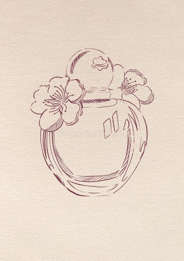 Hand Drawn Bottle of Perfume Stock Illustration - Illustration of spray ...