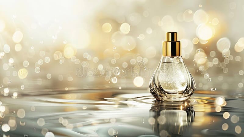 A Perfume for a Ad with a Refined Background, White, Gold Stock ...